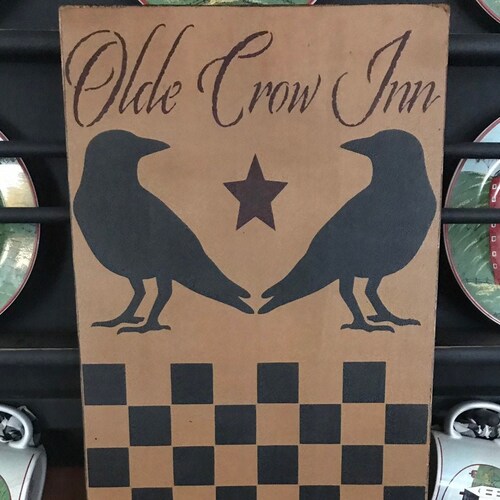 Olde Black Crow Tavern Primitive Wood Sign 12 X 20 | Etsy