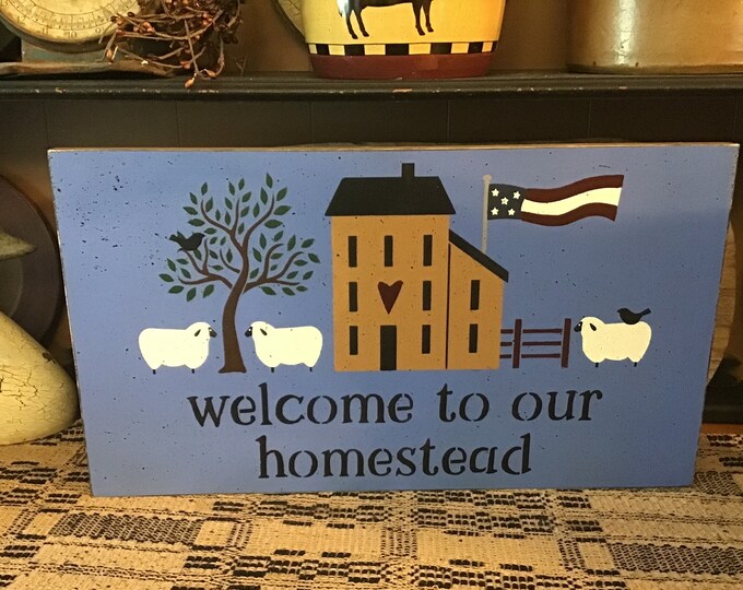 Welcome Homestead Primitive Wood Signs 12 X 20 - Etsy