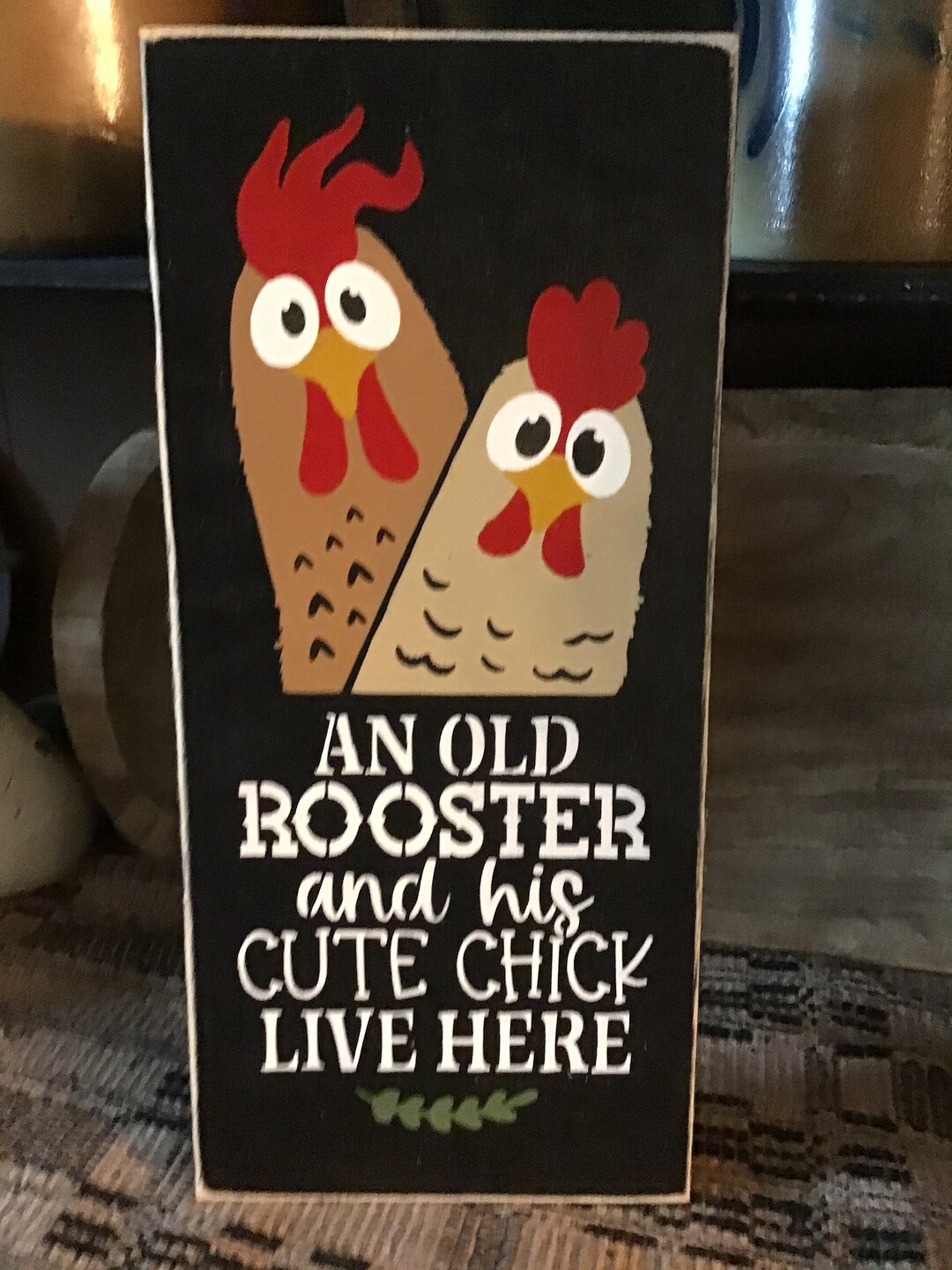 Old Rooster and A Cute Chick Wood Sign 8 X 16 - Etsy