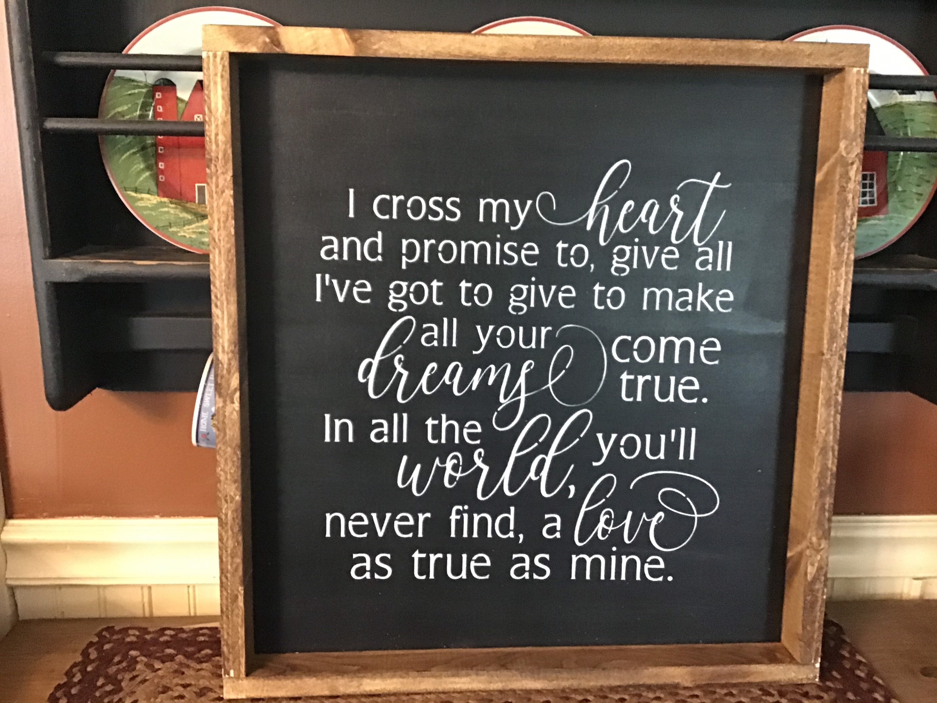 I Cross My Heart Extra Large Framed Wood Sign. 21 X 20 - Etsy