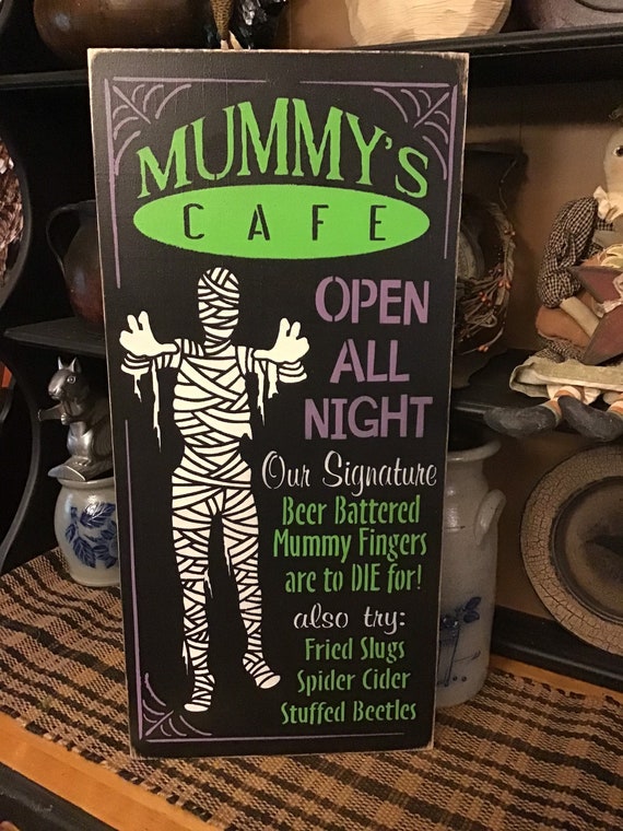 Mummys Cafe Halloween Wood Sign 12 X 24 - Etsy
