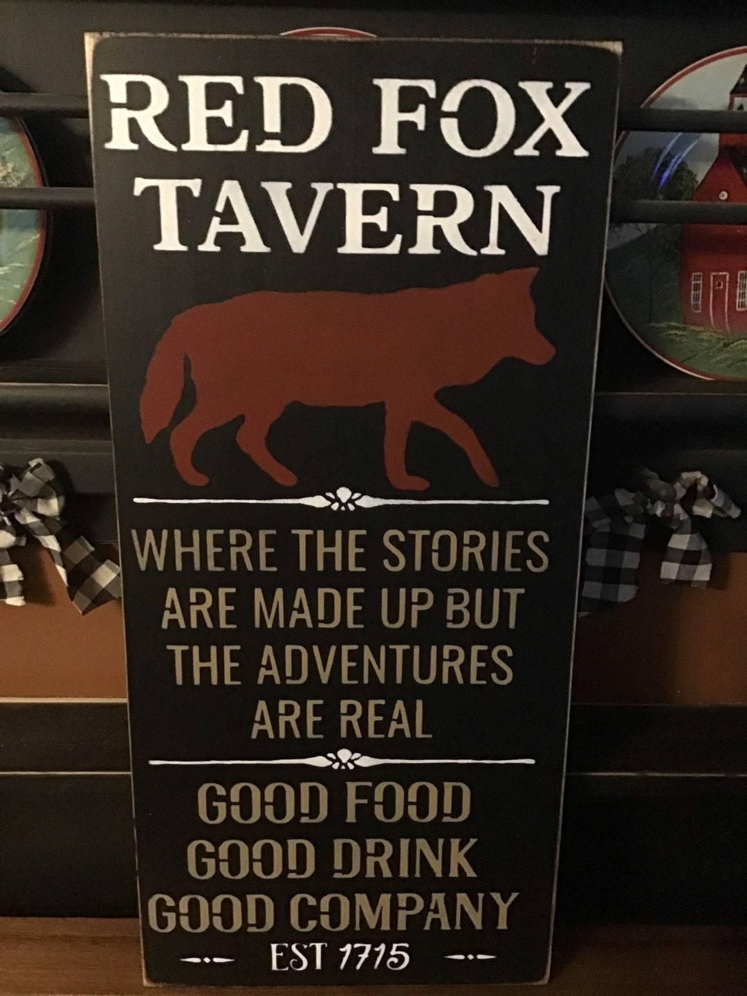 Red Fox Tavern Primitive Wood Sign 12 X 24 - Etsy