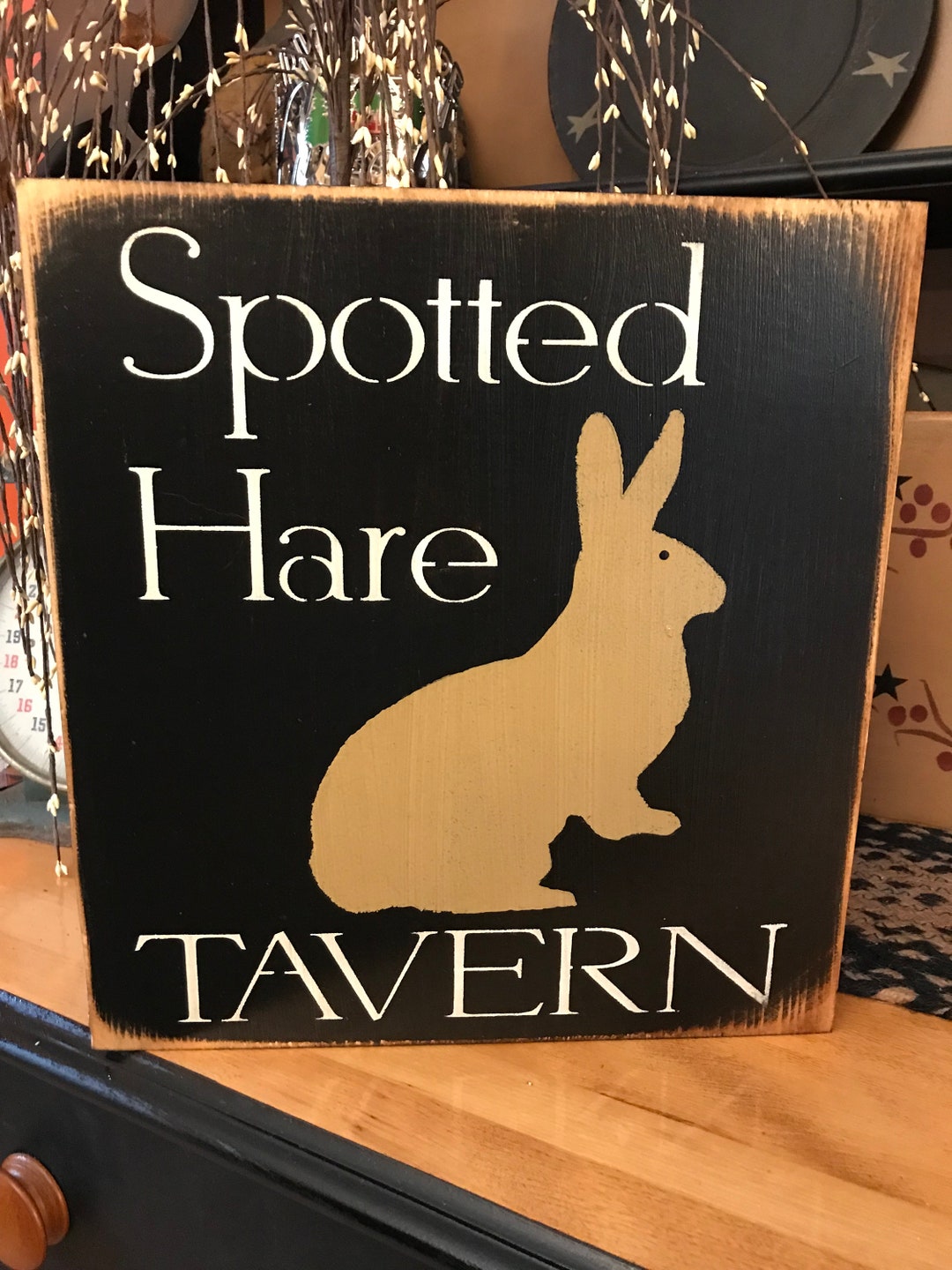 The Spotted Hare Tavern Primitive Wood Sign 12 X 12 - Etsy