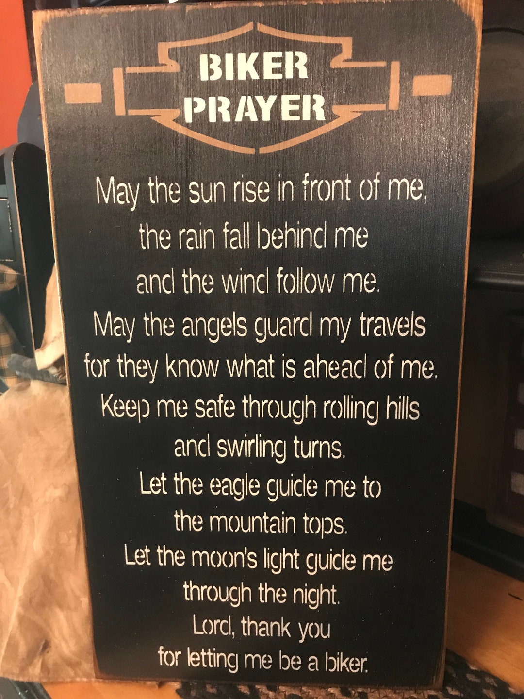 Biker Prayer Primitive Wood Sign 12 X 20 - Etsy