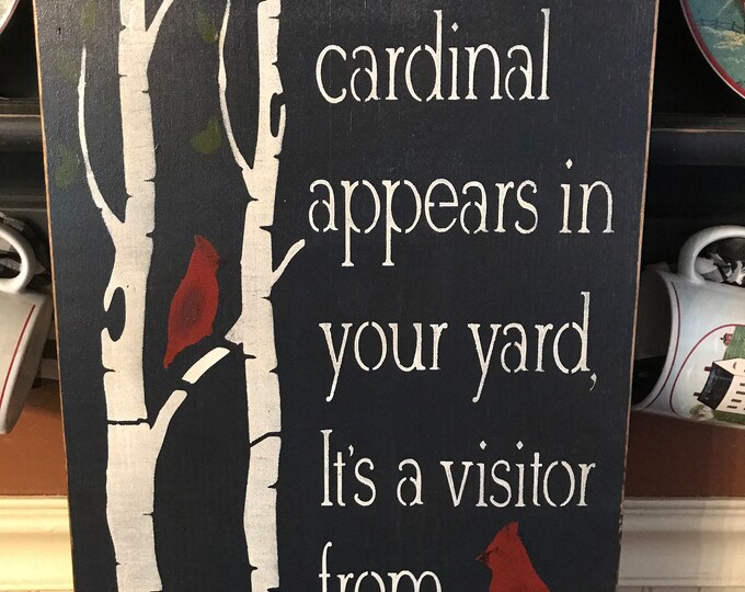 When A Cardinal Primitive Wood Sign 12 X 20 - Etsy