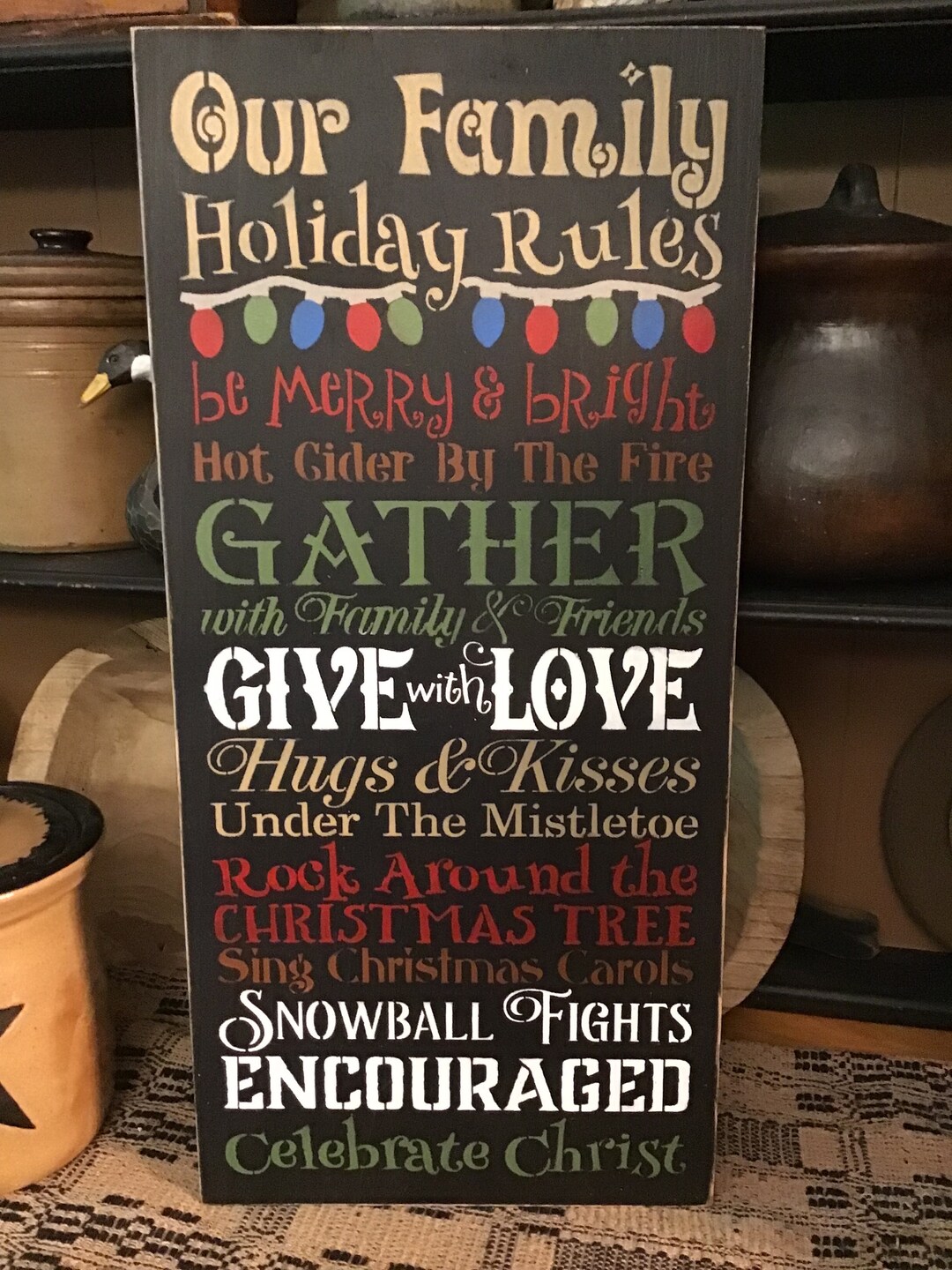 Family Holiday Rules Christmas Wood Sign 12 X 24 - Etsy