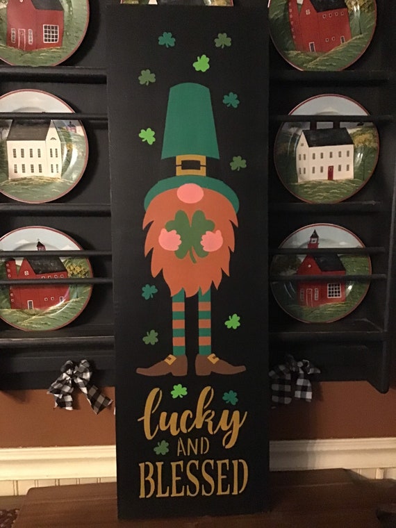 Lucky St Patricks Day Gnome Porch Leaner 12 X 36 | Etsy
