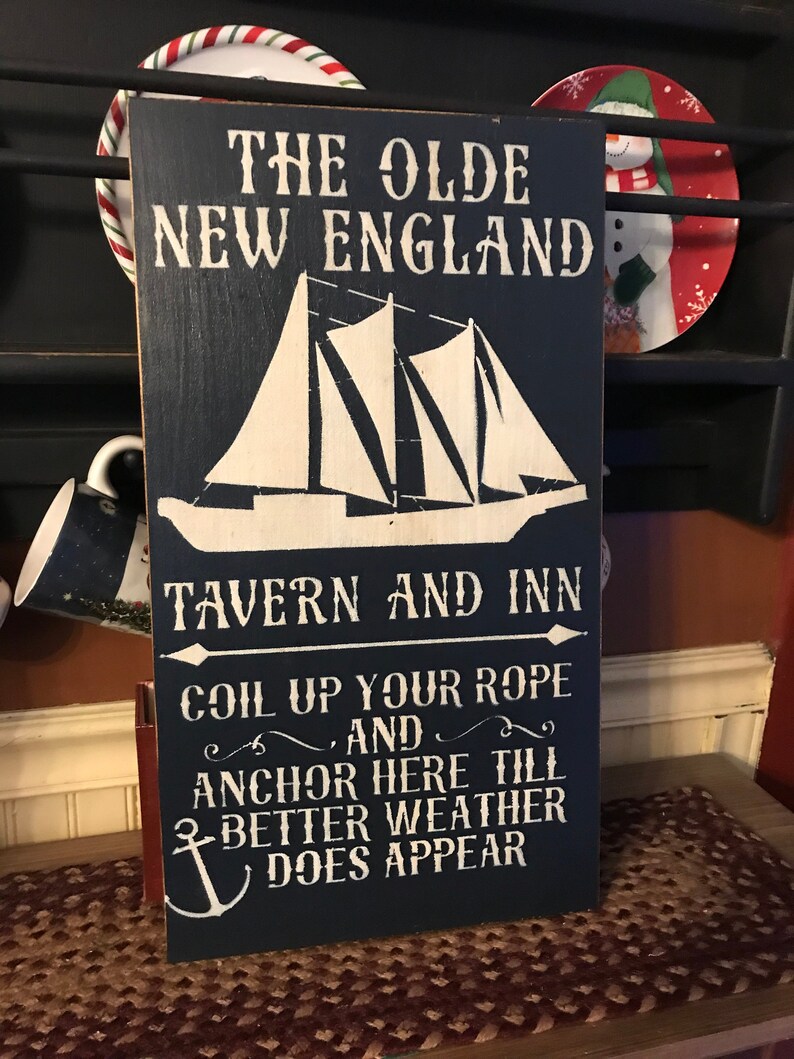 The Old New England Tavern Primitive Wood Sign 12 X 20 - Etsy