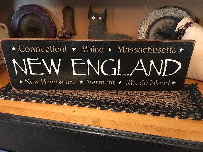 New England States Primitive Wood Sign 8 X 24 - Etsy