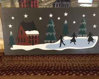 Falling Snow Primitive Winter Wood Sign 12 X 44 - Etsy