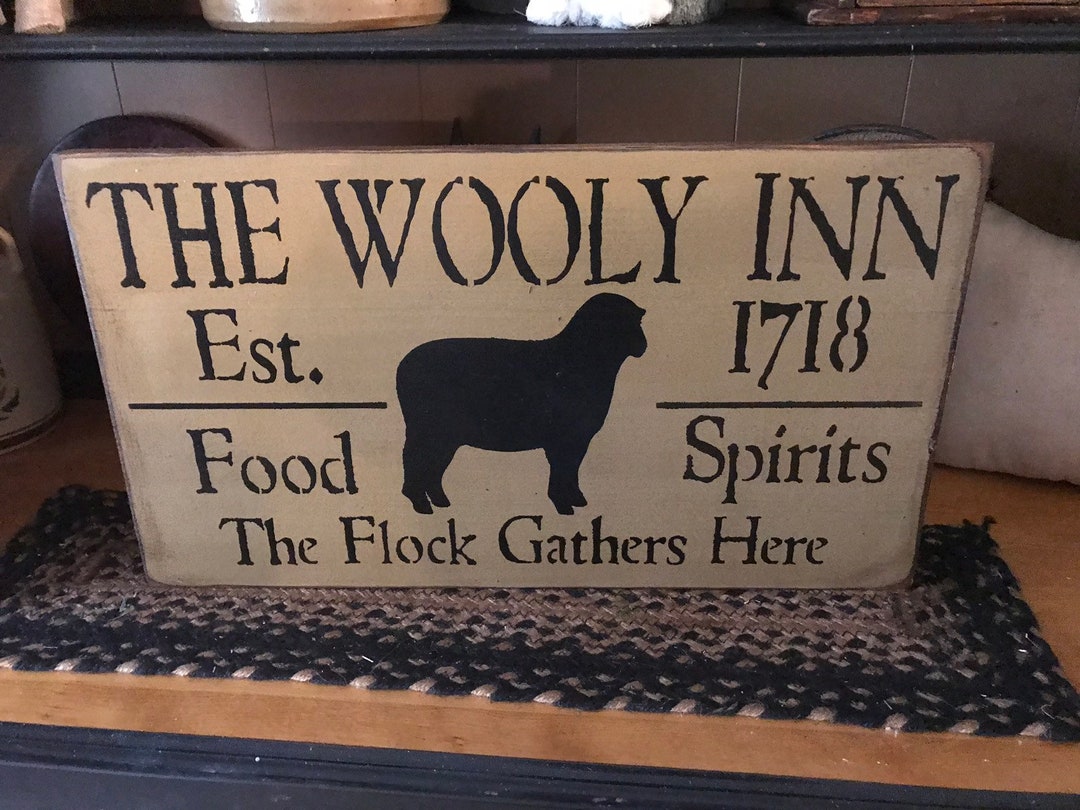 The Wooly Inn Primitive Wood Sign 12 X 20 - Etsy