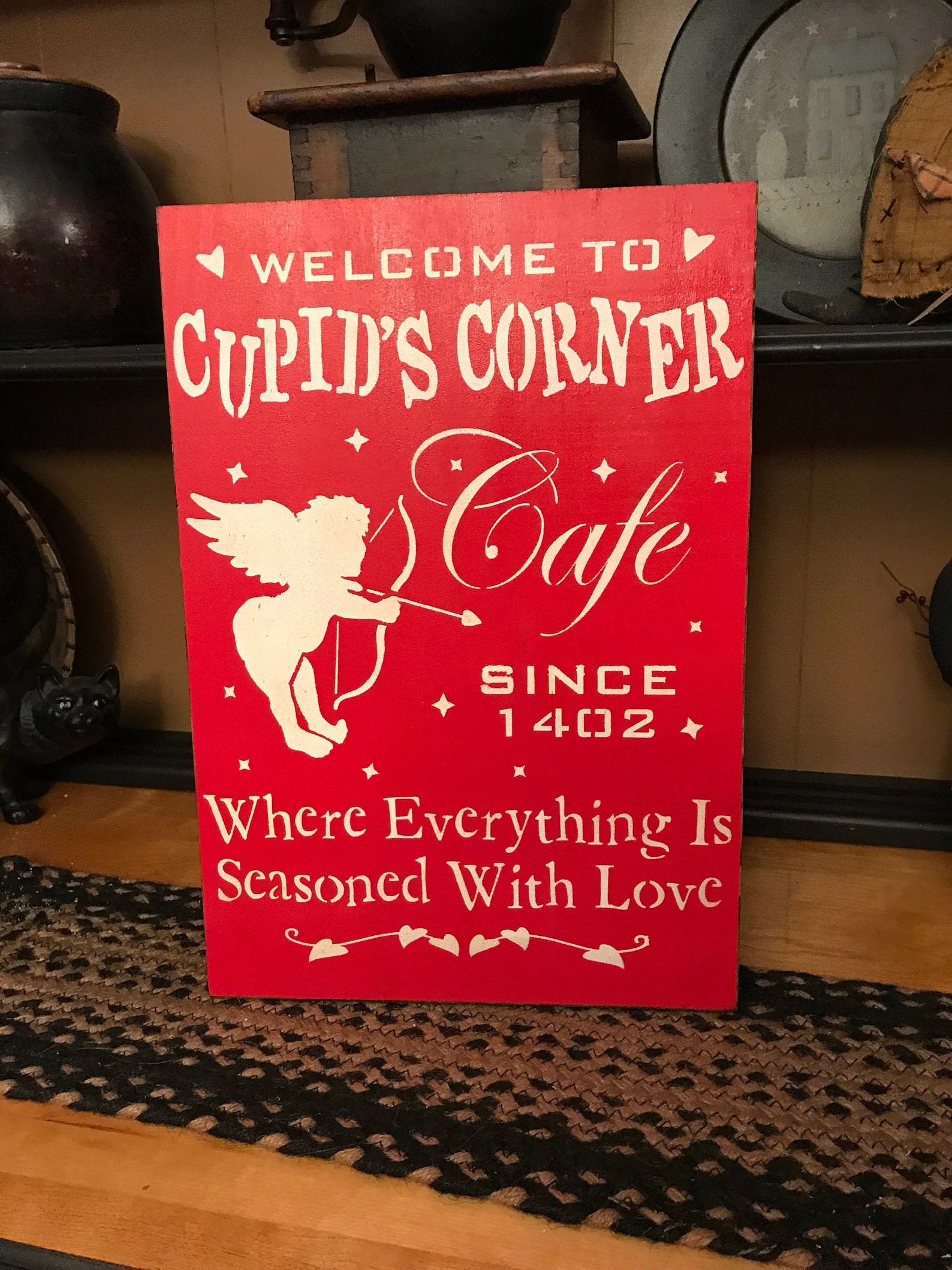 Cupid’s Corner Primitive Wood Sign 12 X 16 - Etsy