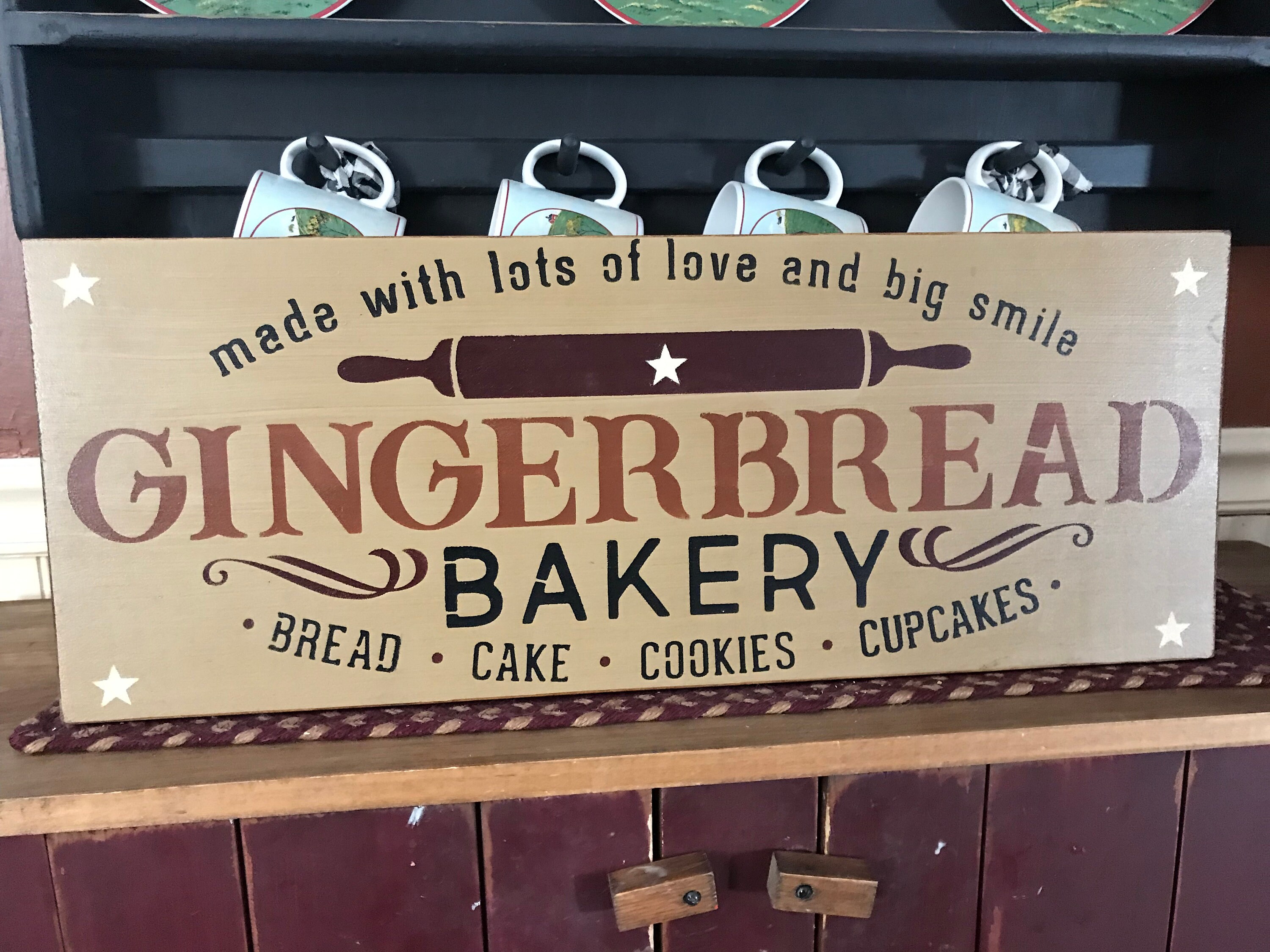 Gingerbread Bakery Primitive Wood Sign 10 X 24 - Etsy