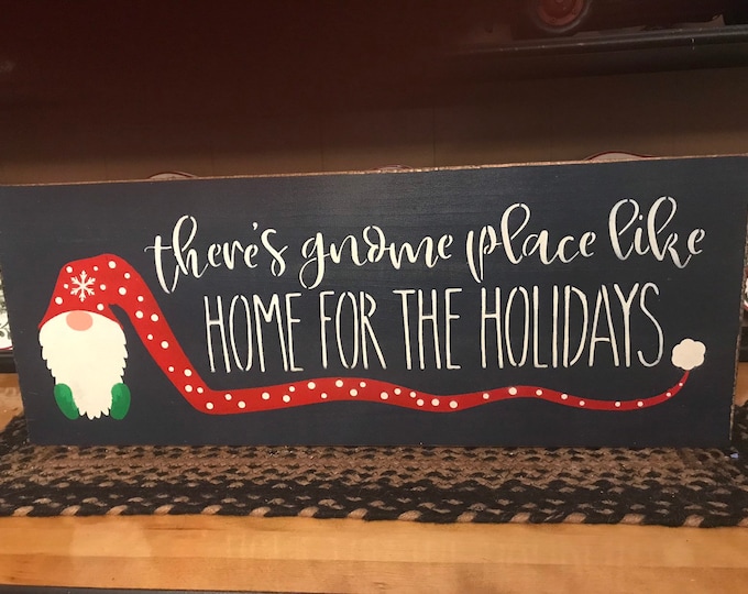 Gnome Place Like Home Christmas Wood Sign 10 X 24 - Etsy