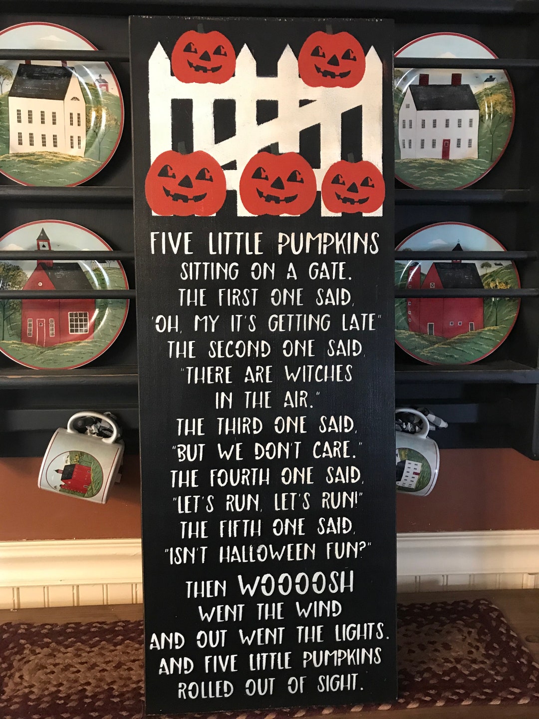 Five Little Pumpkins Halloween Wood Sign 12 X 30 - Etsy