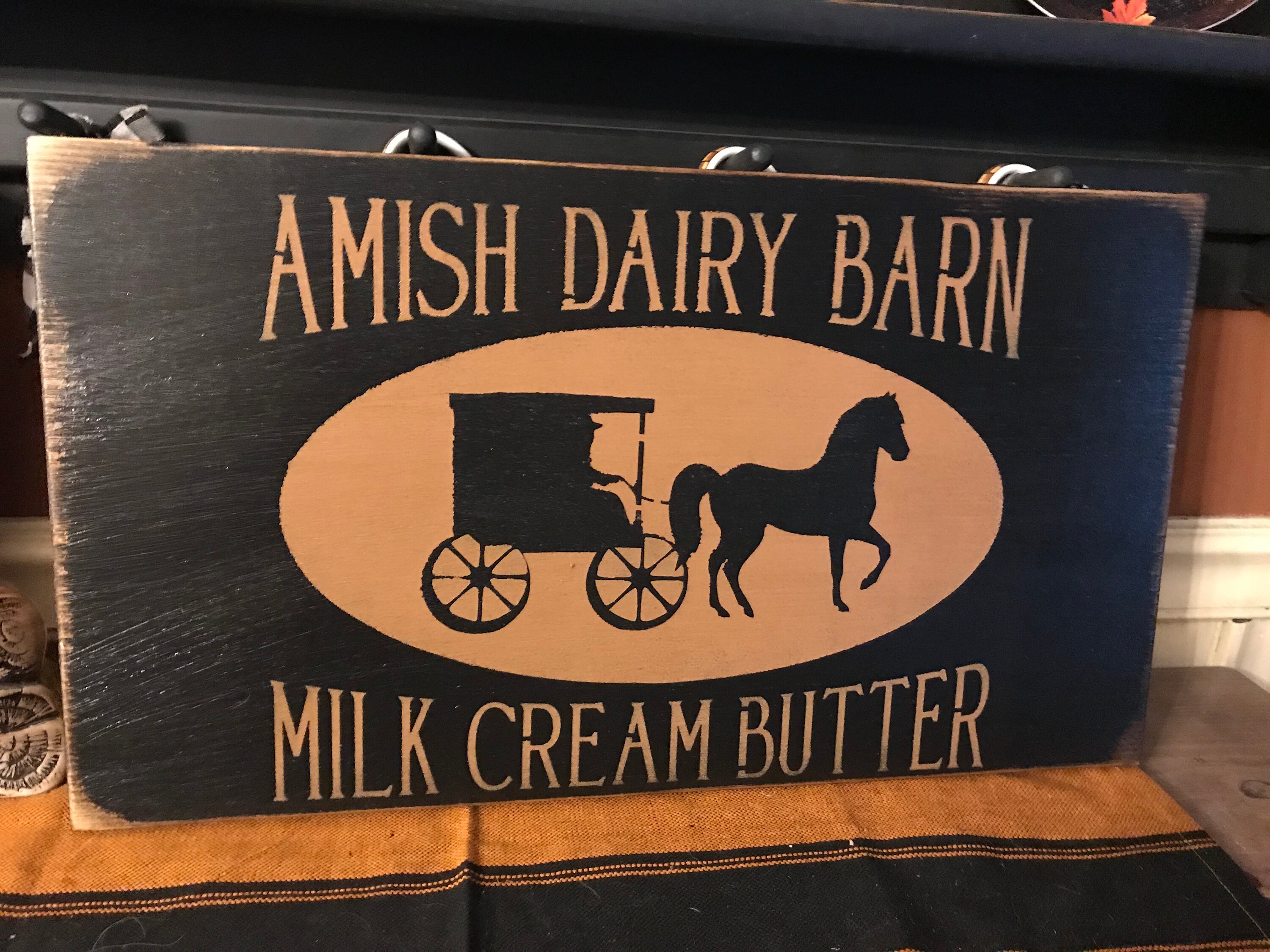 Amish Dairy Barn Primitive Wood Sign 12 X 20 | Etsy