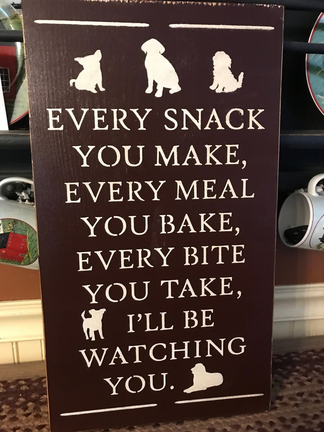 Dog Watching You Primitive Wood Sign 12 X 20 - Etsy