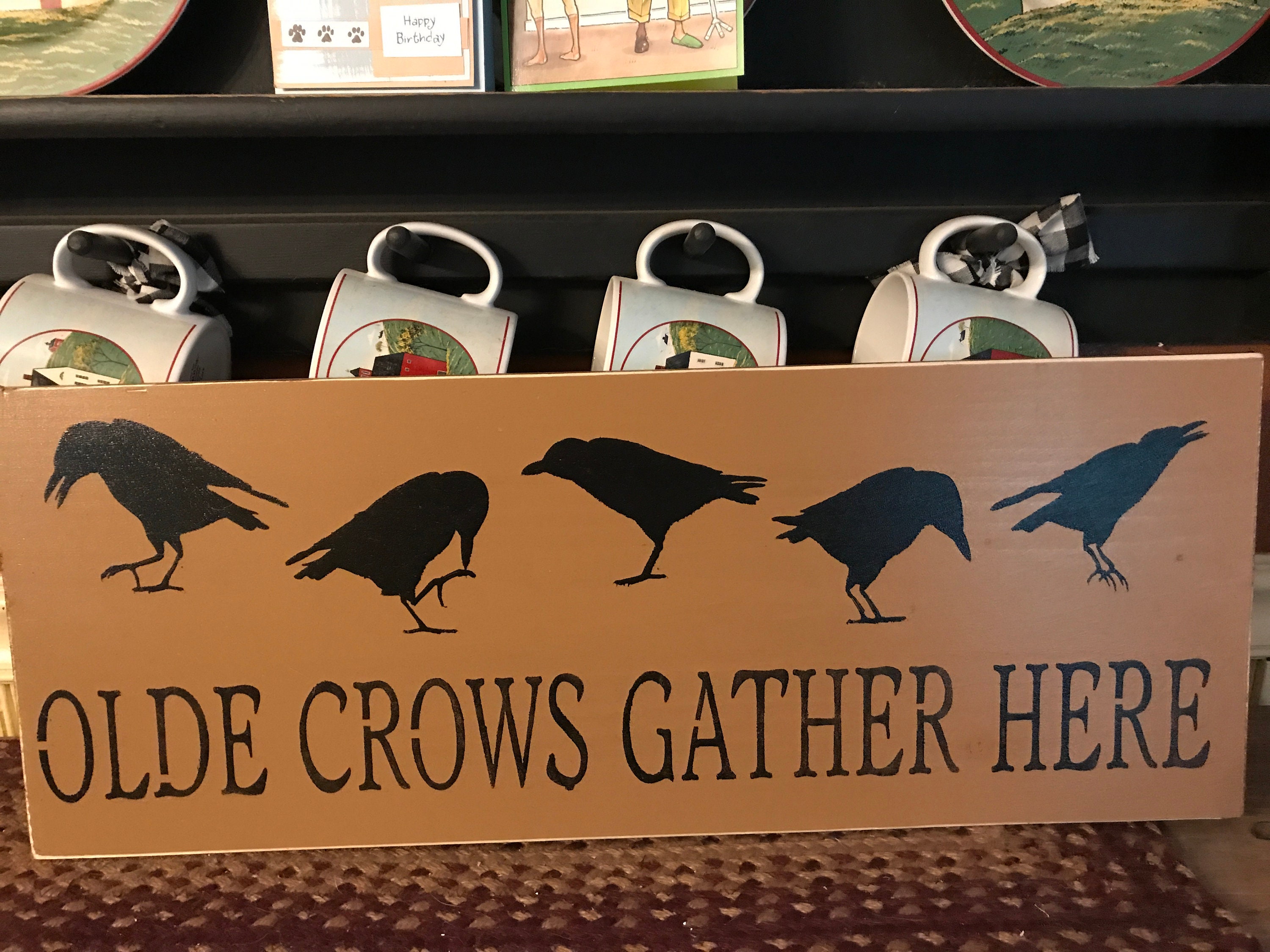 Old Crows Gather Here Primitive Wood Sign 10 X 24 - Etsy