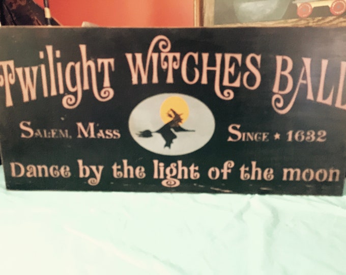 Twilight Witches Ball Primitive Wood Sign 12 X 24 - Etsy