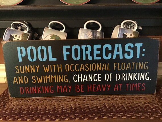 Pool Forecast 2 Primitive Wood Sign 10 x 24 | Etsy