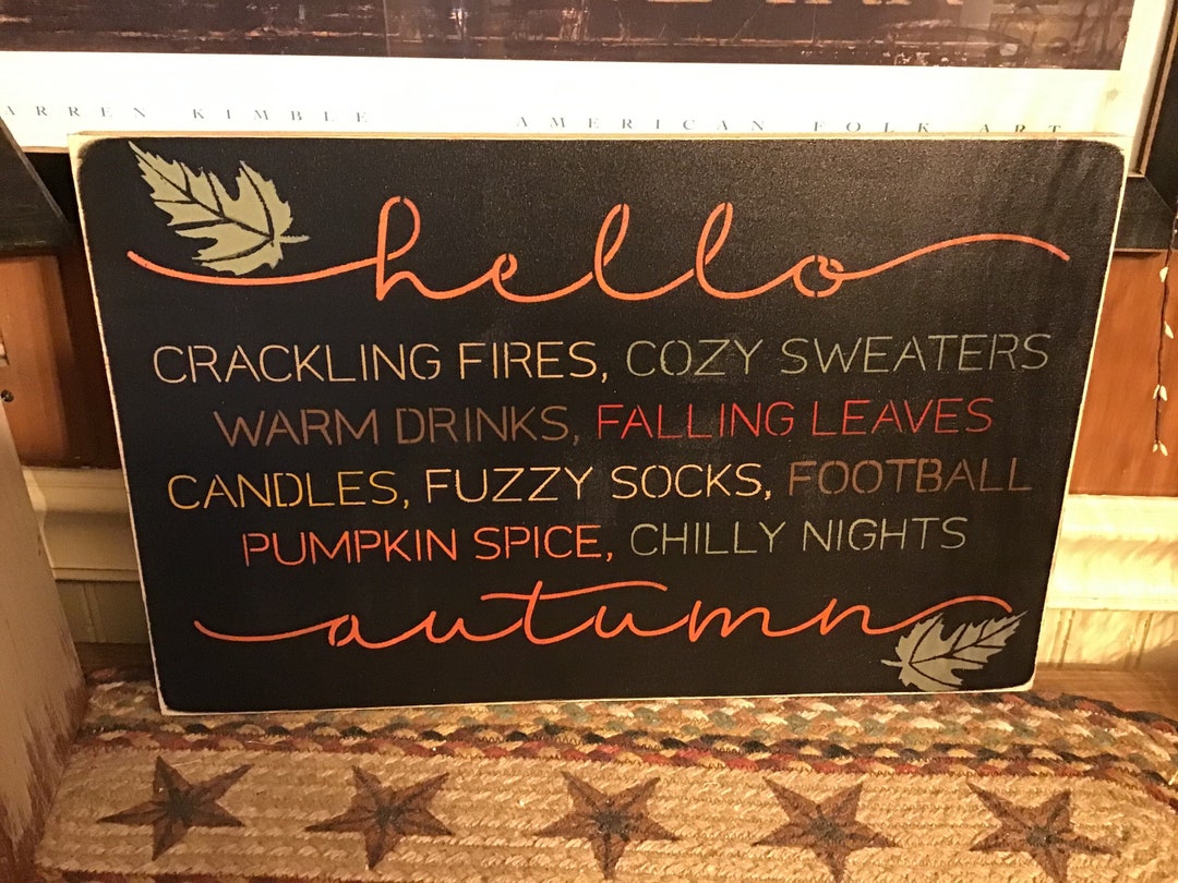 Hello Autumn Words Fall Wood Sign 12 X 18 - Etsy