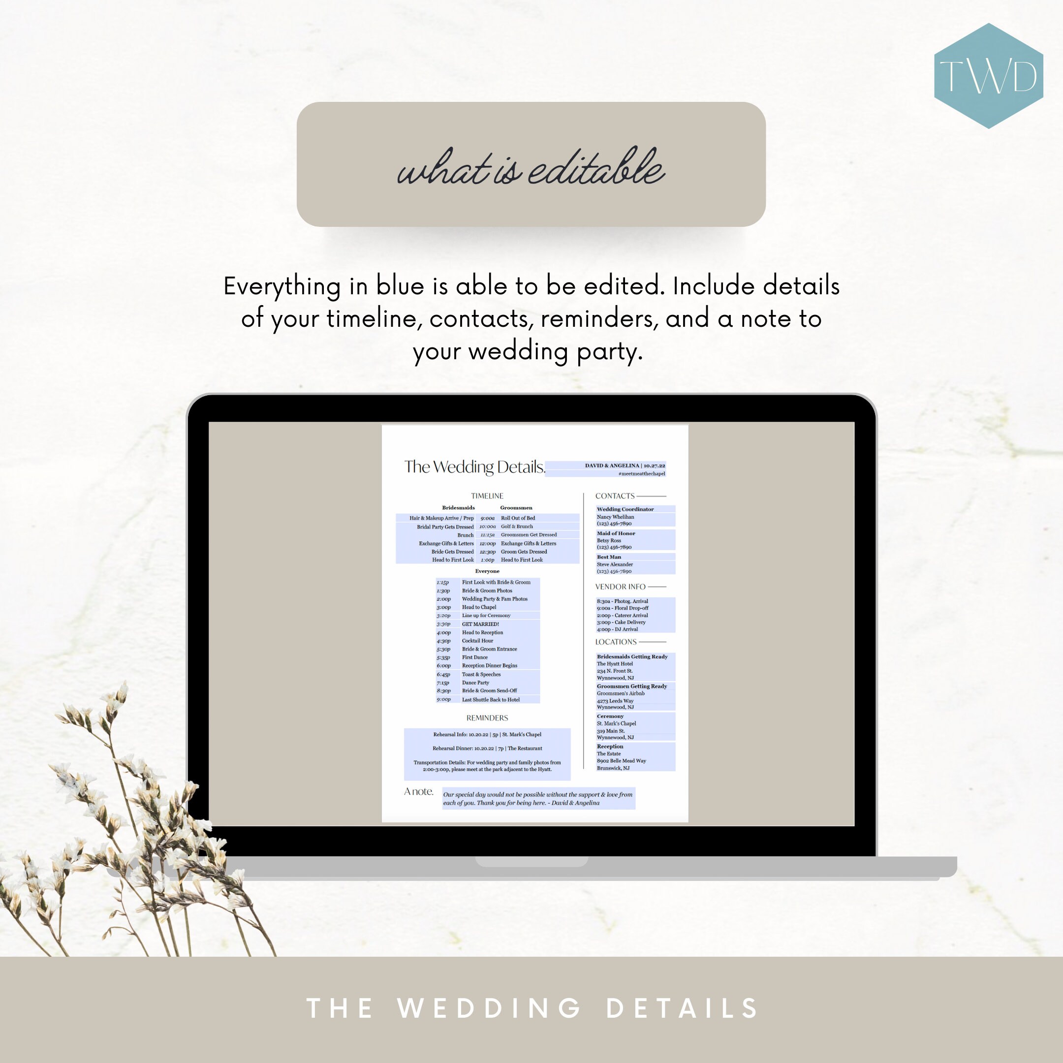 Wedding Party Timeline Printable Wedding Day Schedule BW - Etsy