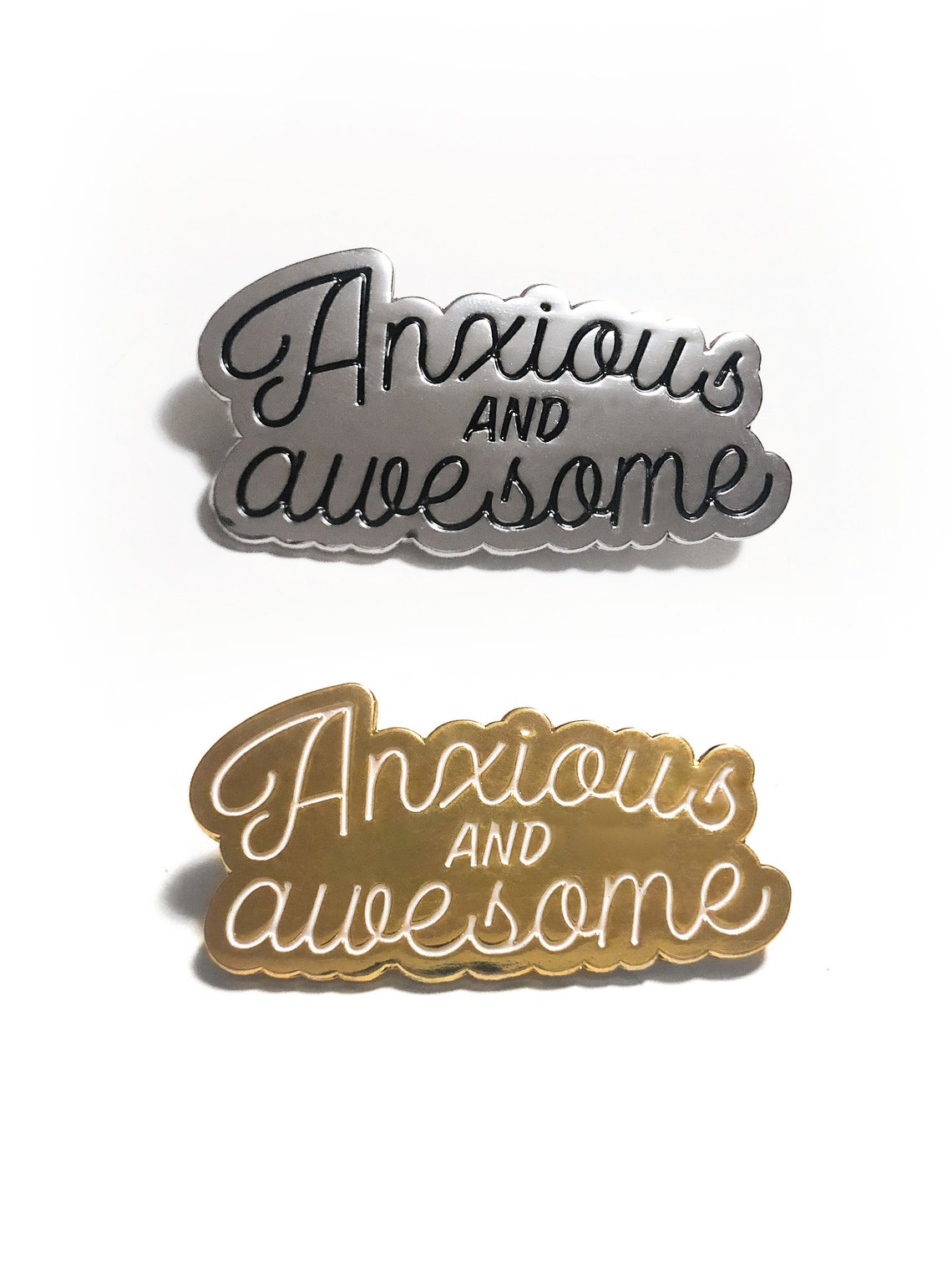 Anxious and Awesome Gold and White Enamel Pin Mental Health | Etsy