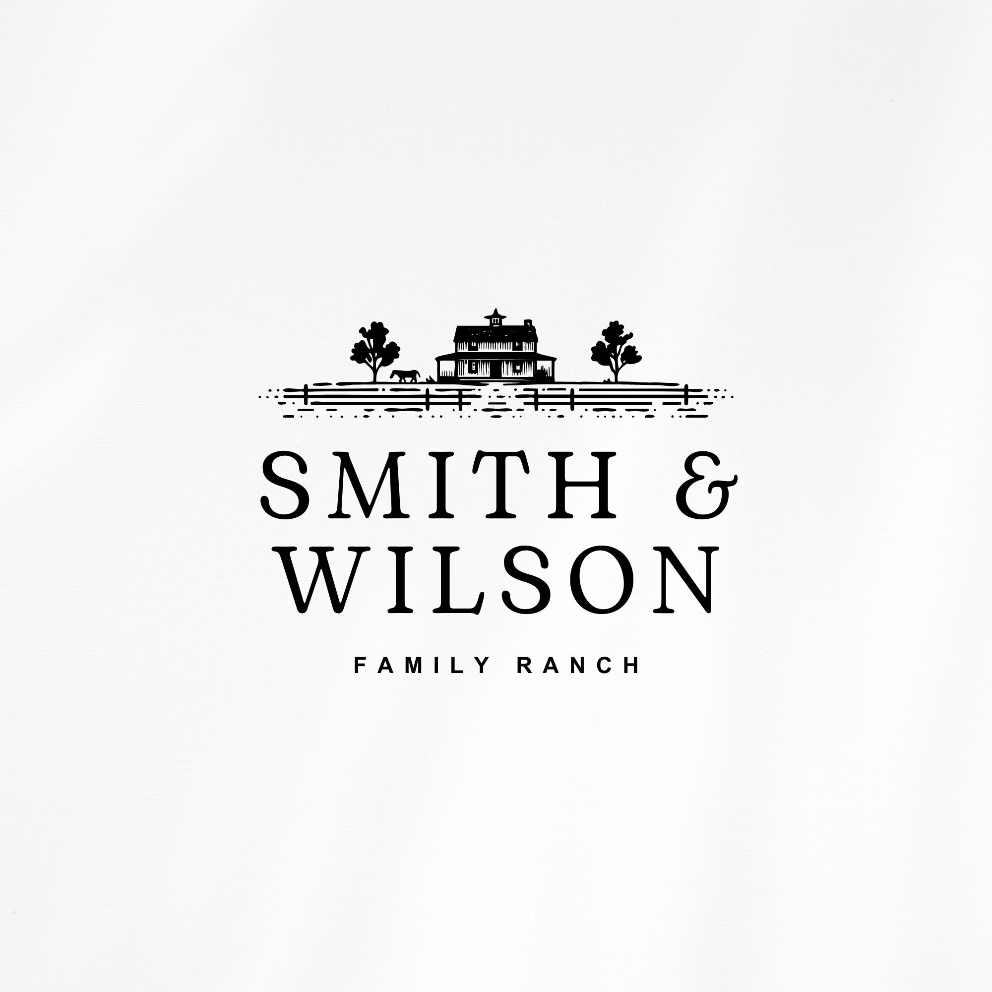Family Ranch Logo Design - Family Farm House Logo - Custom Hand-drawn ...