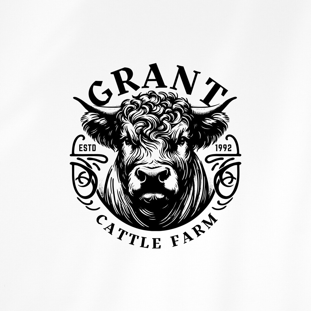 Vintage Cattle Farm Logo Design - Family Farm Logo - Cow Farm Branding ...