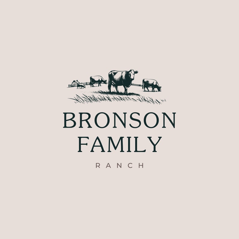 Cattle Ranch Logo Design - Farm Scene Logo - Custom Logo Design ...