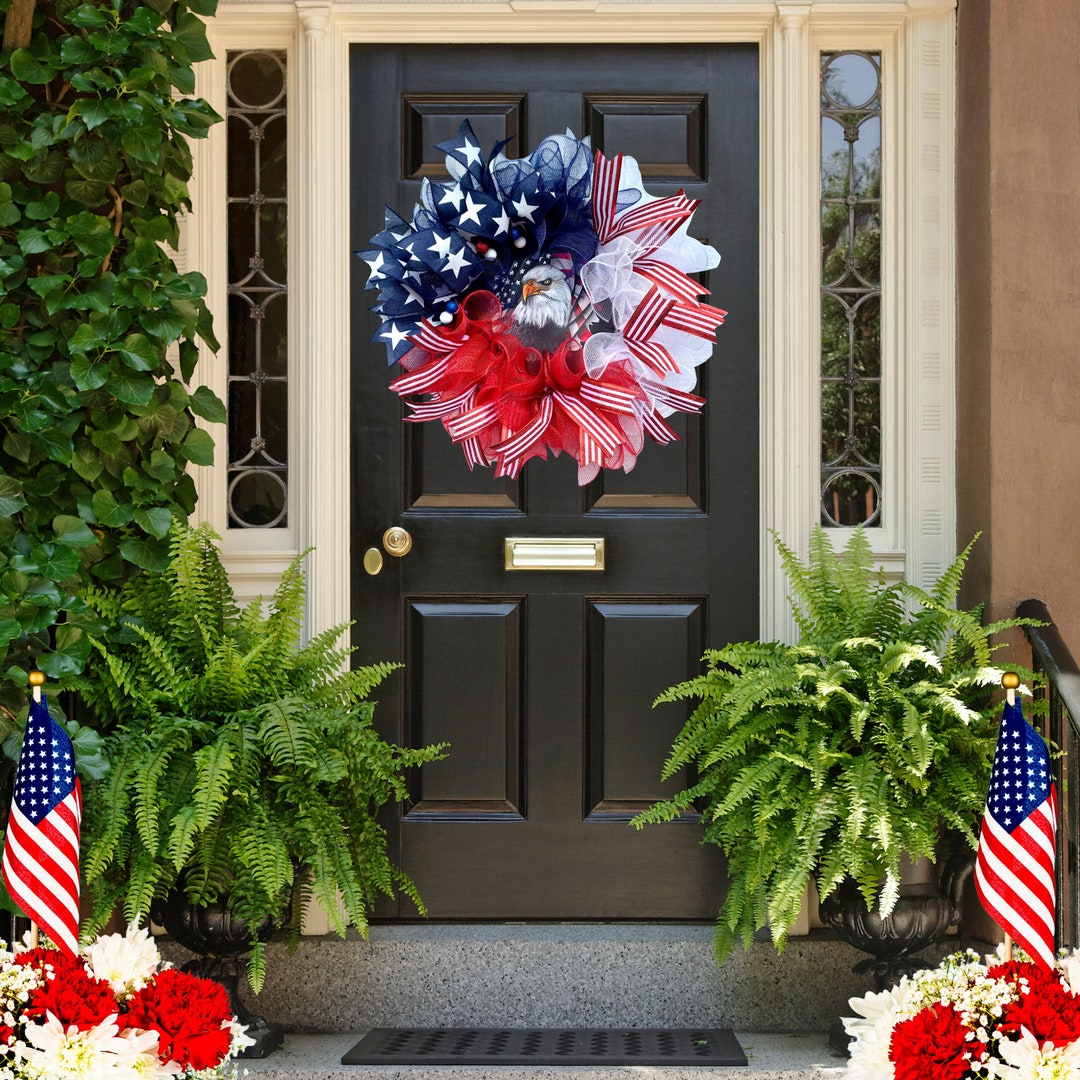 Patriotic Eagle Wreath, Fourth of July Decor, Door Decor, Stars and ...