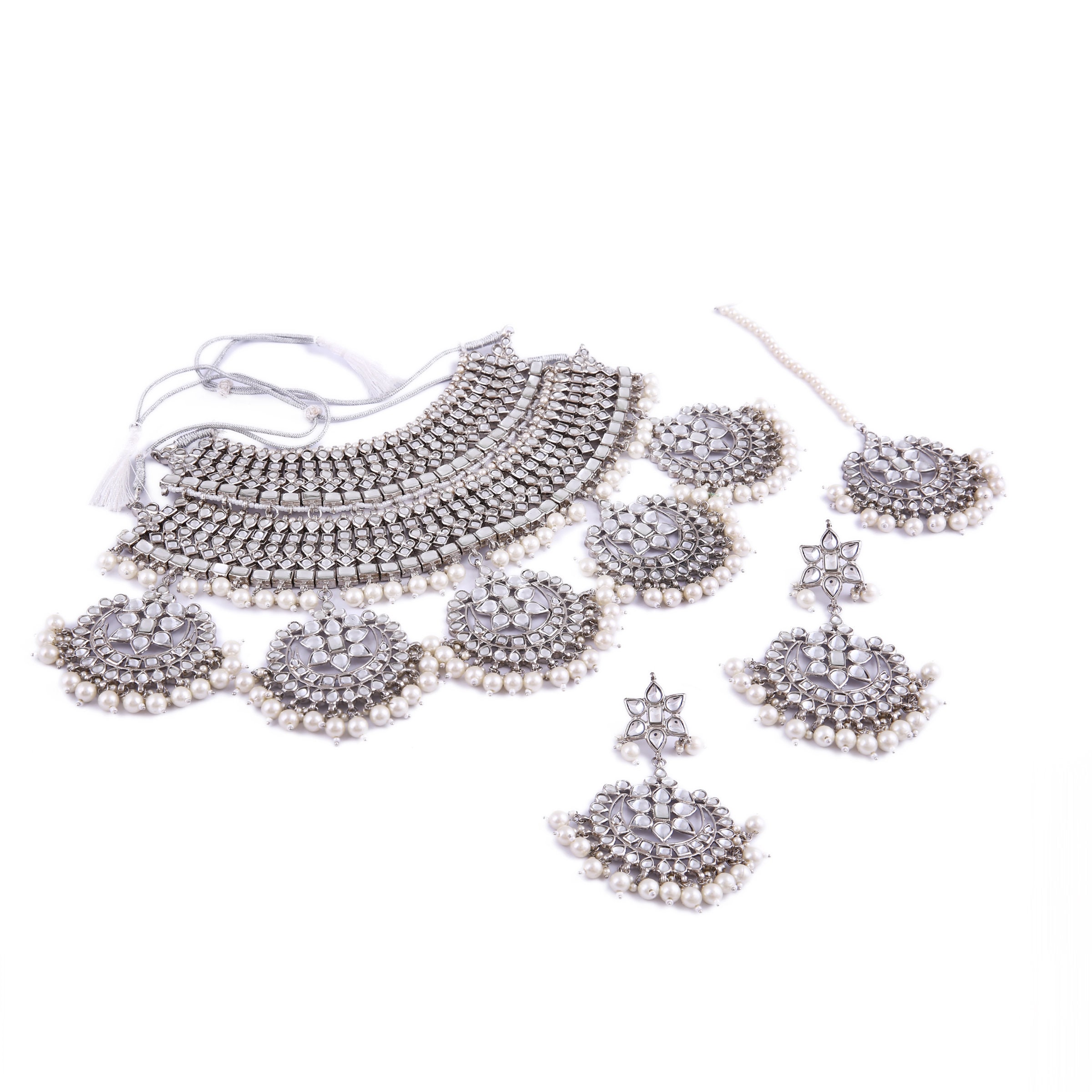 SILVER KUNDAN NECKLACE Silver Plated Kundan Necklace Bridal | Etsy