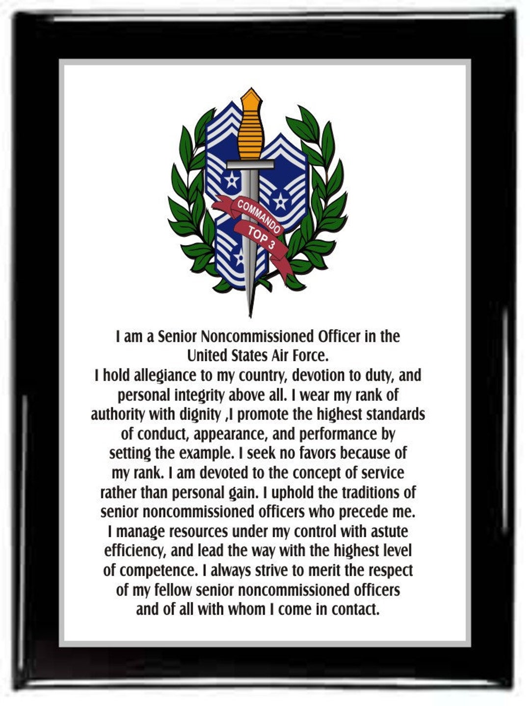 Commando Top 3 Creed,air Force Plaque,military Plaque,retirement Plaque ...