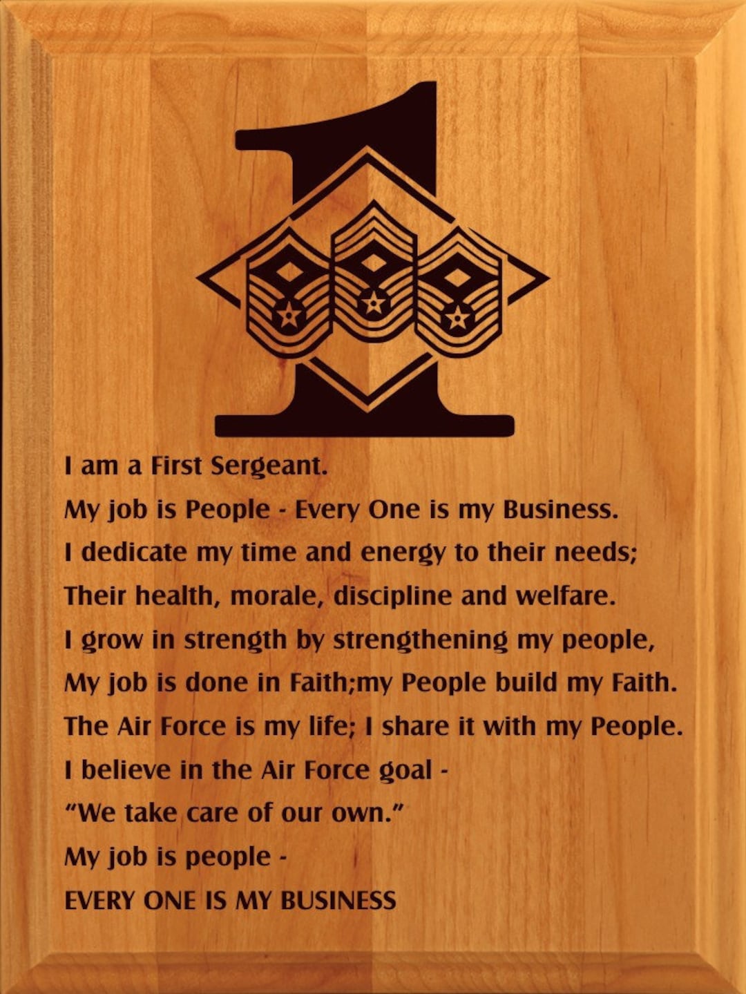 Air Force 1st Sergeant Creed,air Force Plaque,military Plaque ...