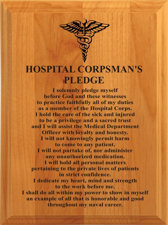 Navy Hospital Corpsman Pledgemilitary Giftarmy - Etsy UK