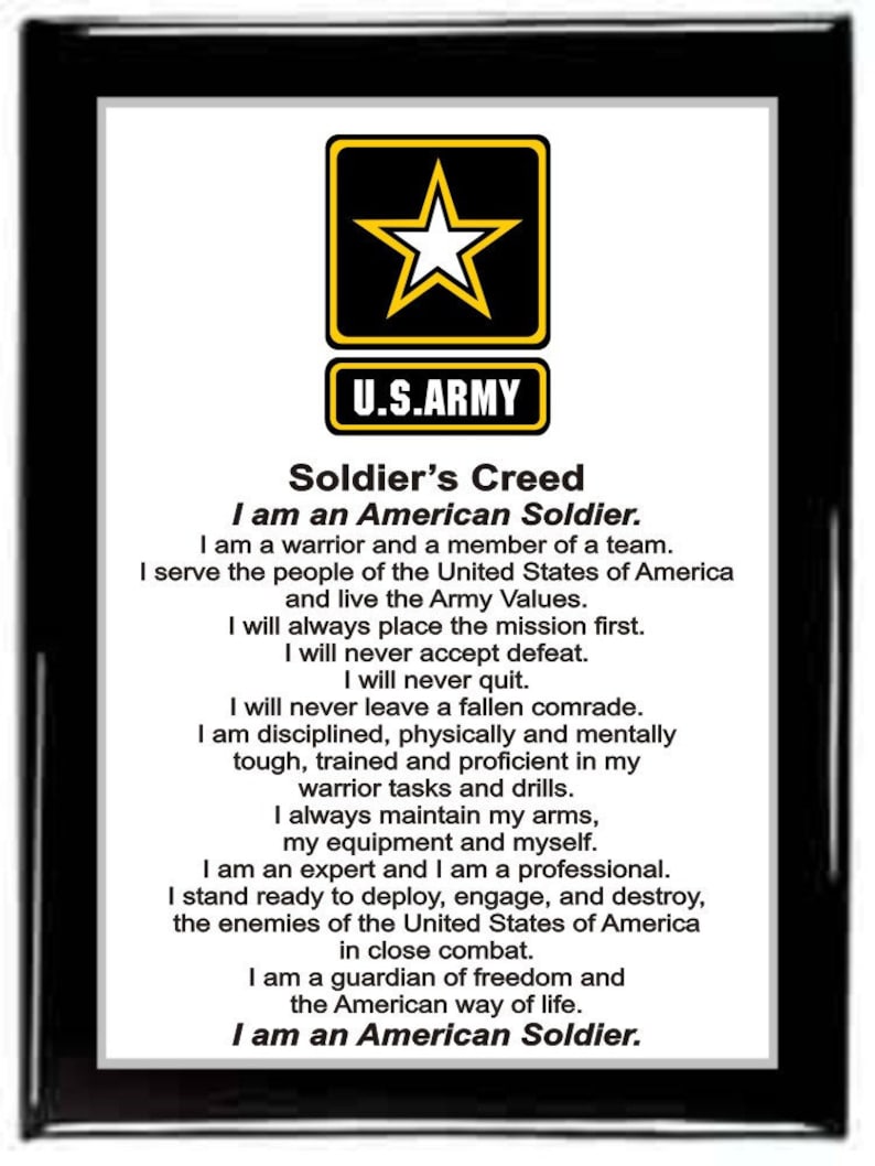 The Soldiers Creed Plaque,army Plaque,military Plaque,retirement Plaque ...