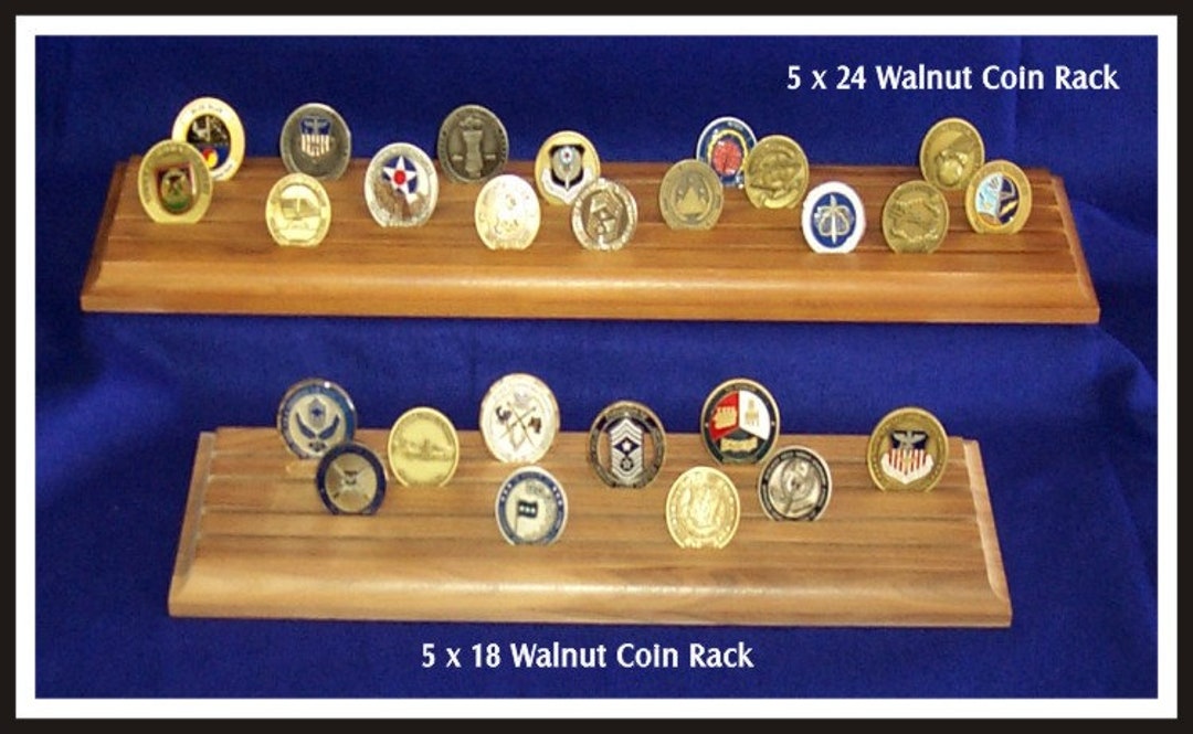 Walnut Challenge Coin Rackmilitary Coin Rackchallenge Coin - Etsy
