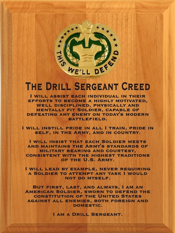 The Drill Sergeant Creed Plaquearmy Plaquemilitary - Etsy