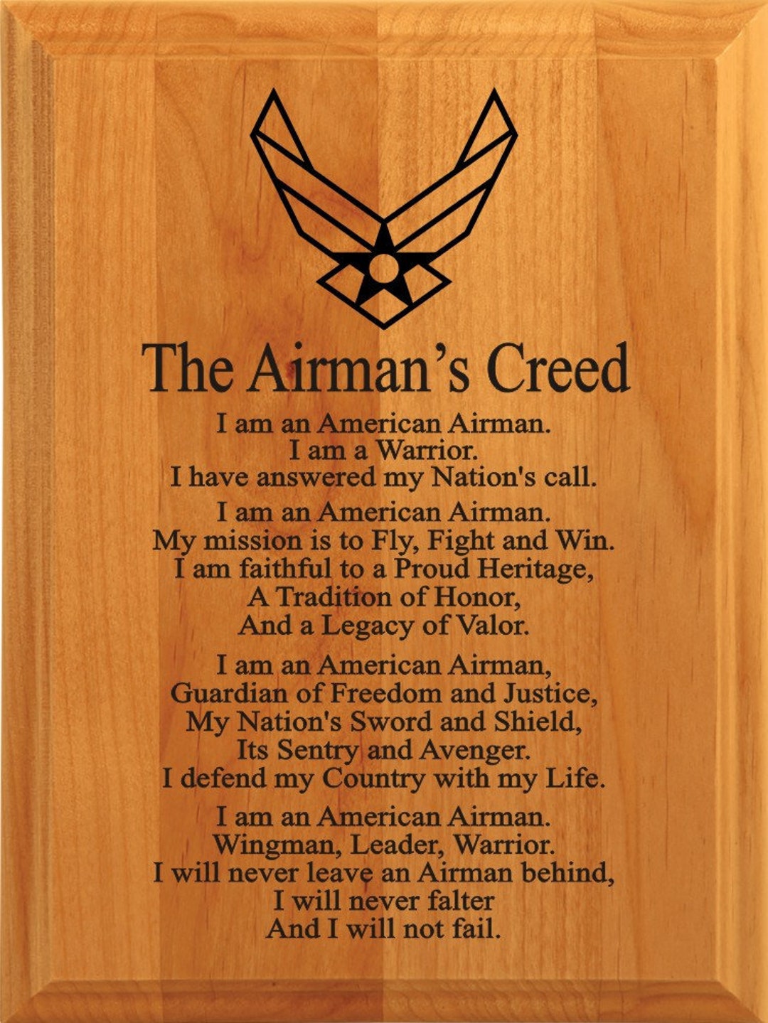 The Airman's Creed Plaque,air Force Plaque,military Plaque,retirement ...