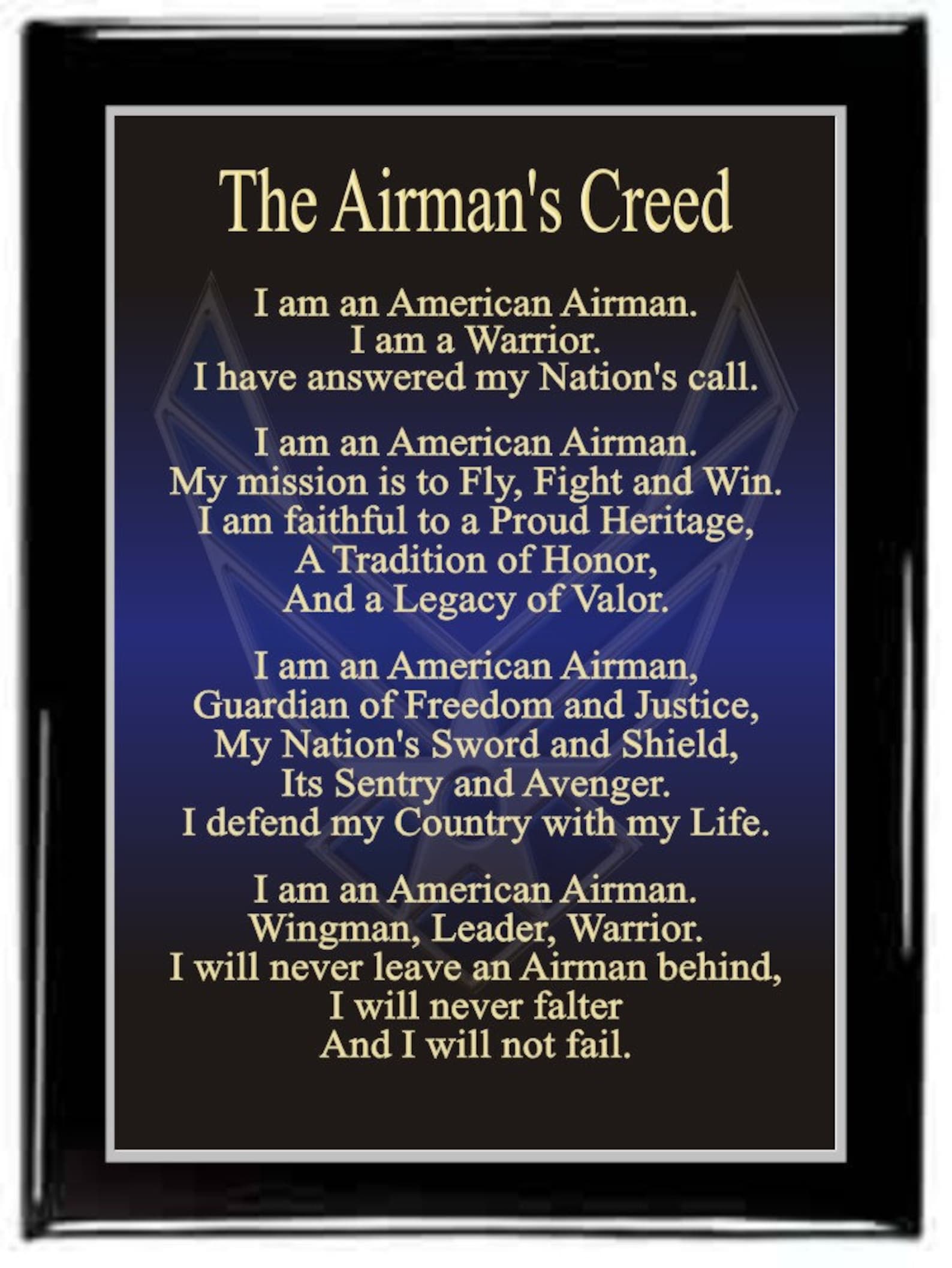The Airman's Creed Plaque,air Force Plaque,military Plaque,retirement ...