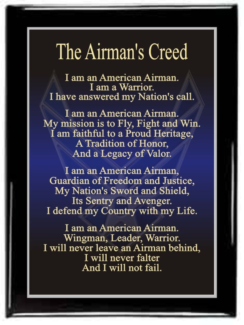 The Airman's Creed Plaqueair Force Plaquemilitary - Etsy New Zealand