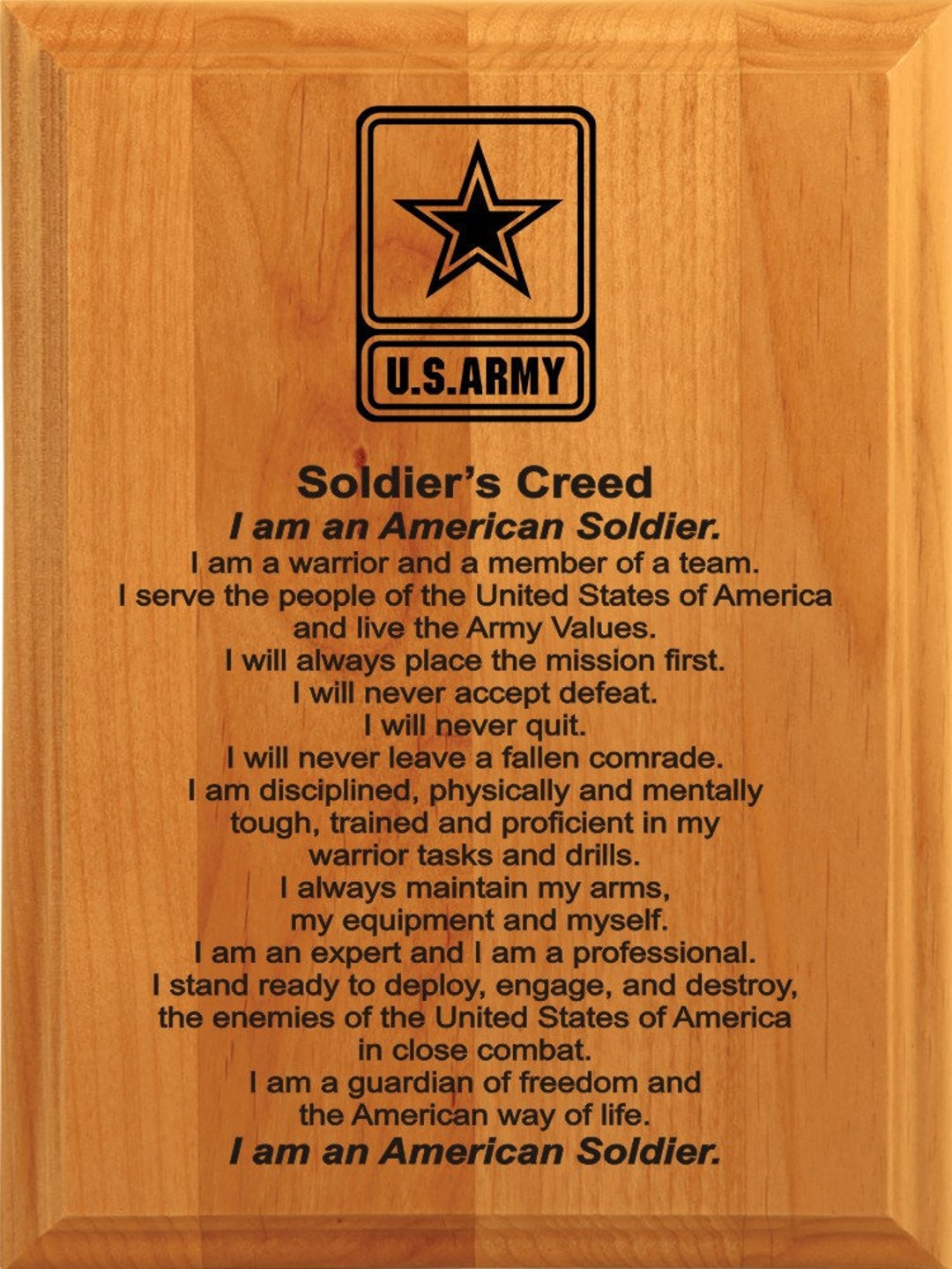 The Soldiers Creed Plaque,army Plaque,military Plaque,retirement Plaque ...