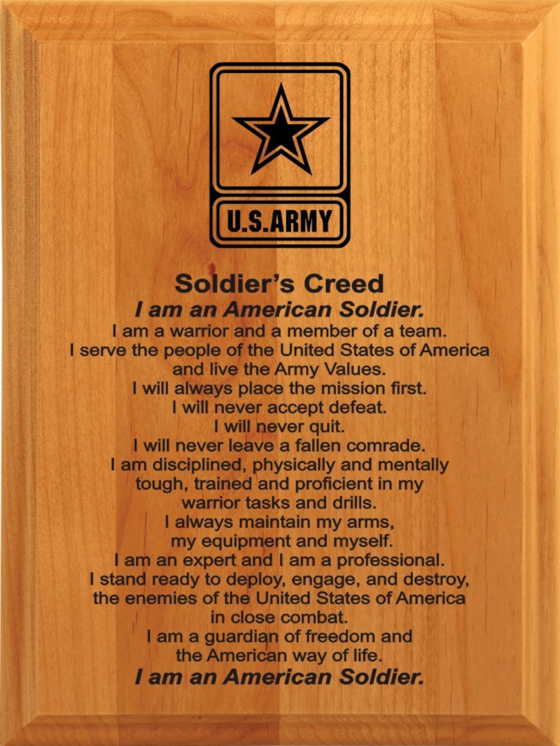 The Soldiers Creed Plaque,army Plaque,military Plaque,retirement Plaque ...