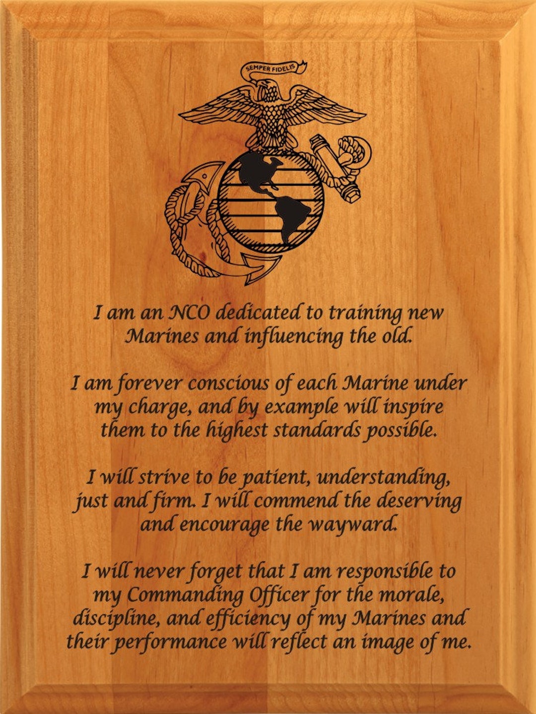 Marine Corps NCO Creed Plaque,marine Plaque,military Plaque,retirement ...