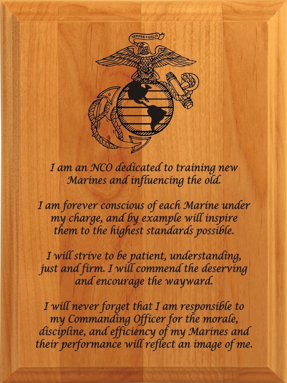 Marine Corps NCO Creed Plaquemarine Plaquemilitary | Etsy