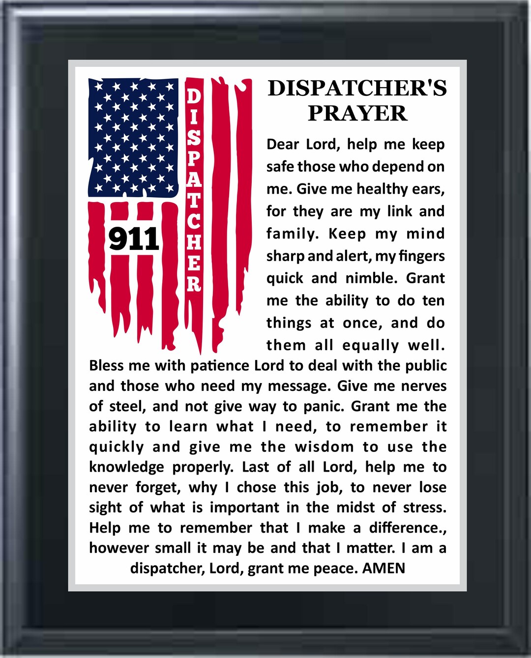 Dispatchers Prayer, Dispatchers 911 Prayer, Dispatchers Plaque, Prayer ...