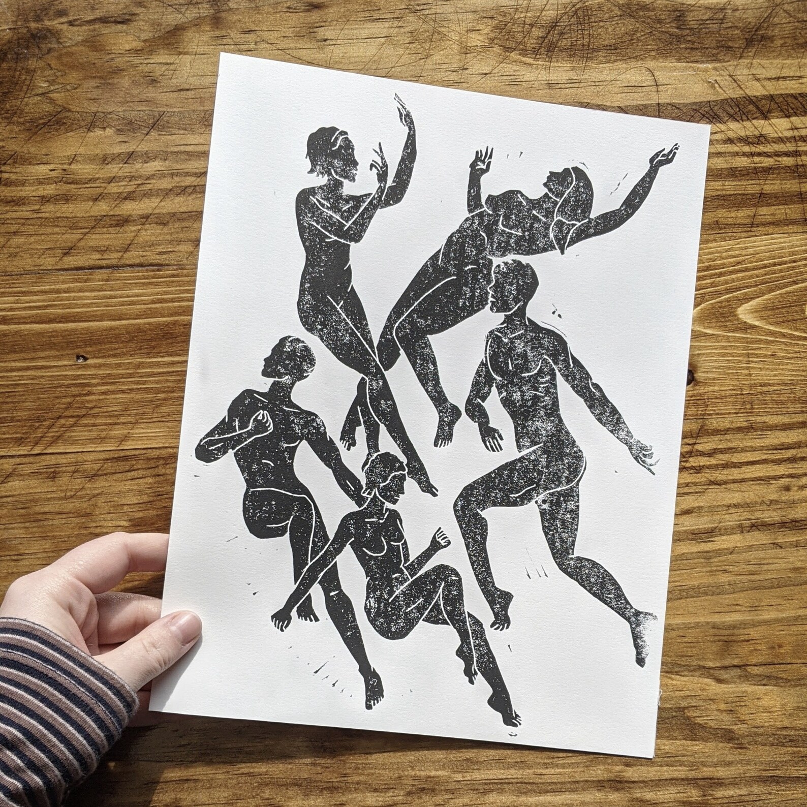 Kunstdruck Linoldruck Tänzer Menschen schwarz und weiß - Etsy.de