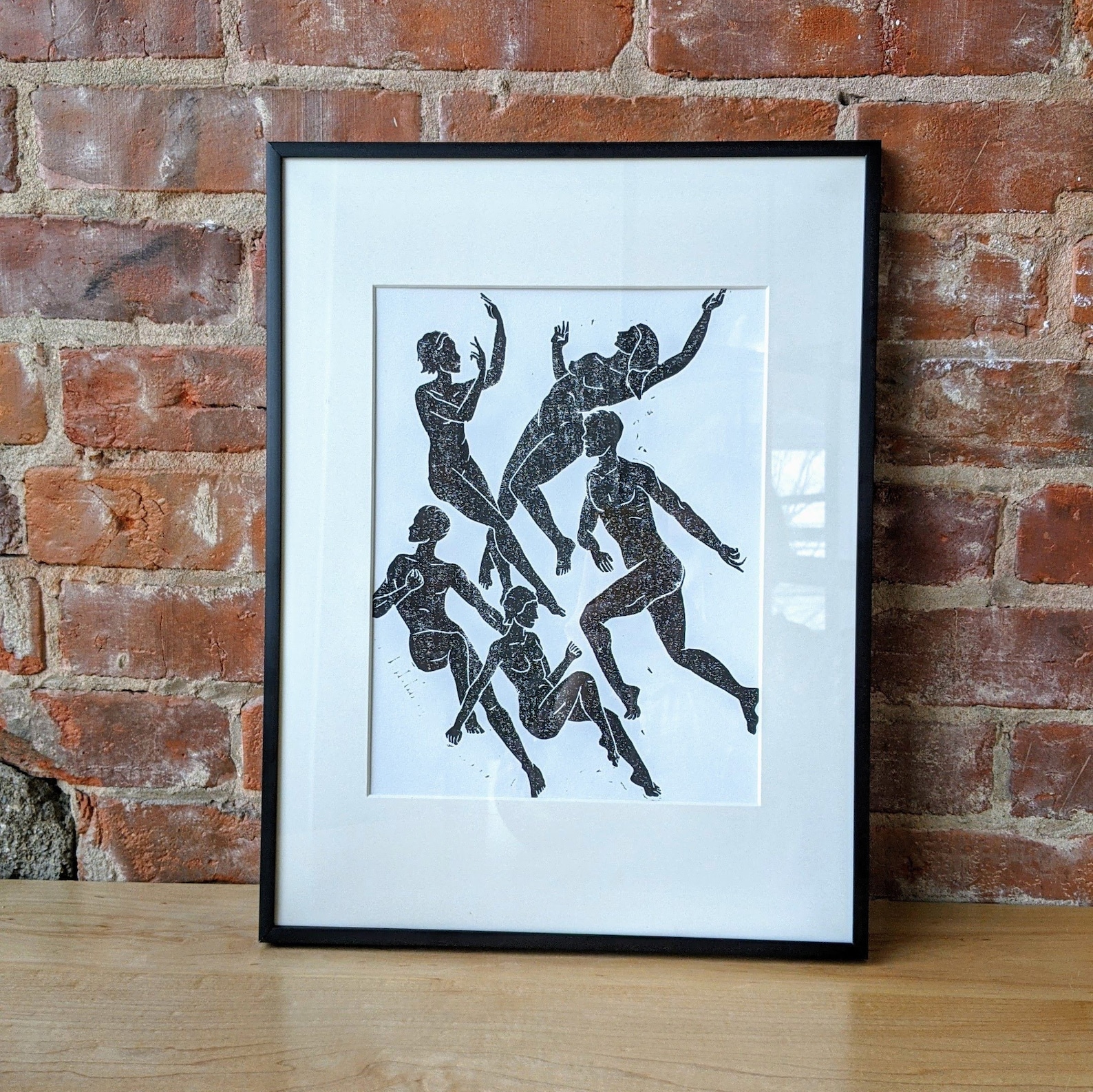 Art Print Lino Print Dancers People Black and White - Etsy
