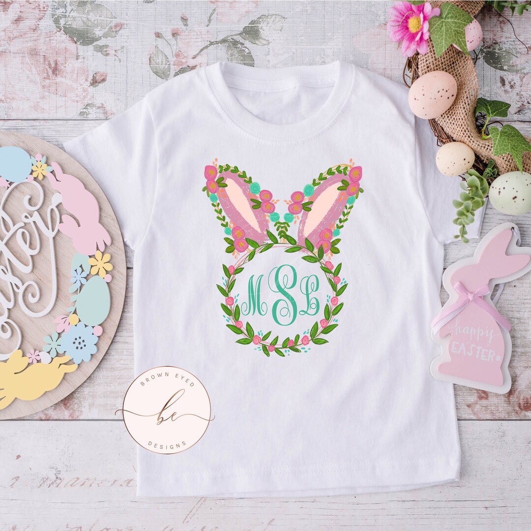 Easter Shirt, Personalized Youth Shirt, Bunny, Easter Monogram, Girl ...