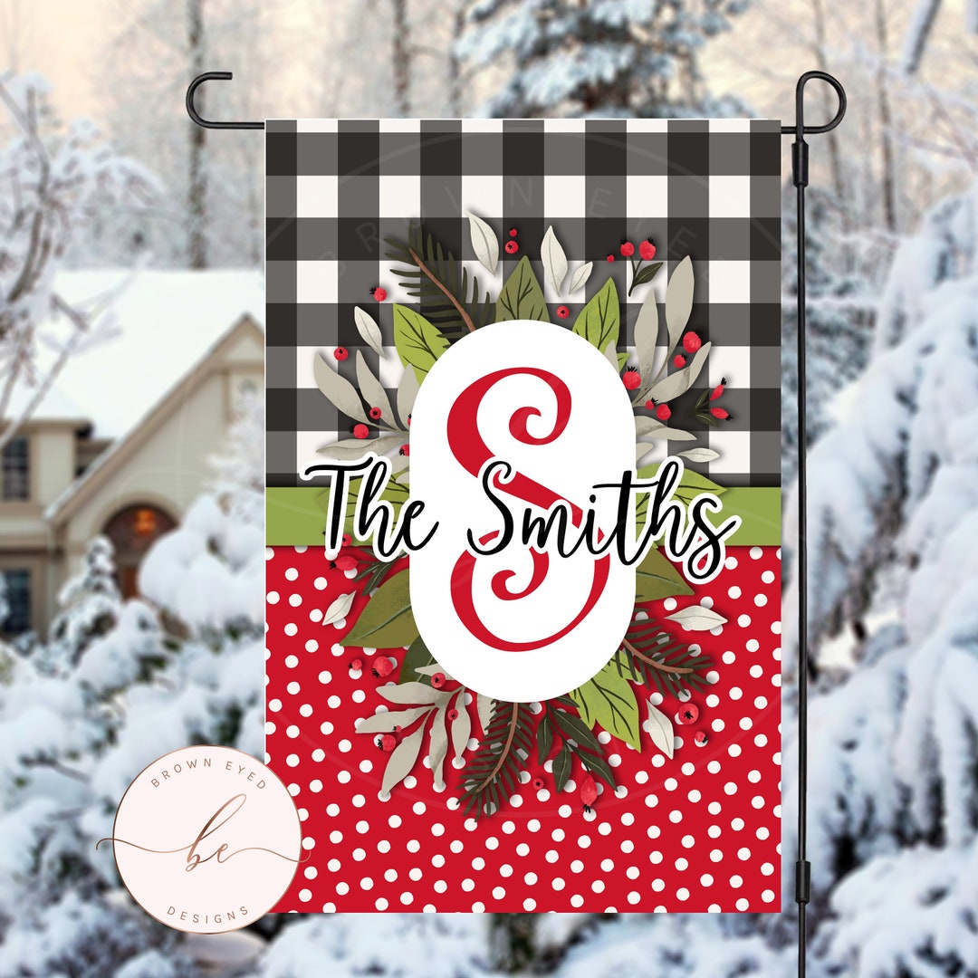 Christmas Garden Flag, Personalized Garden Flag, Garden Flag, Buffalo ...